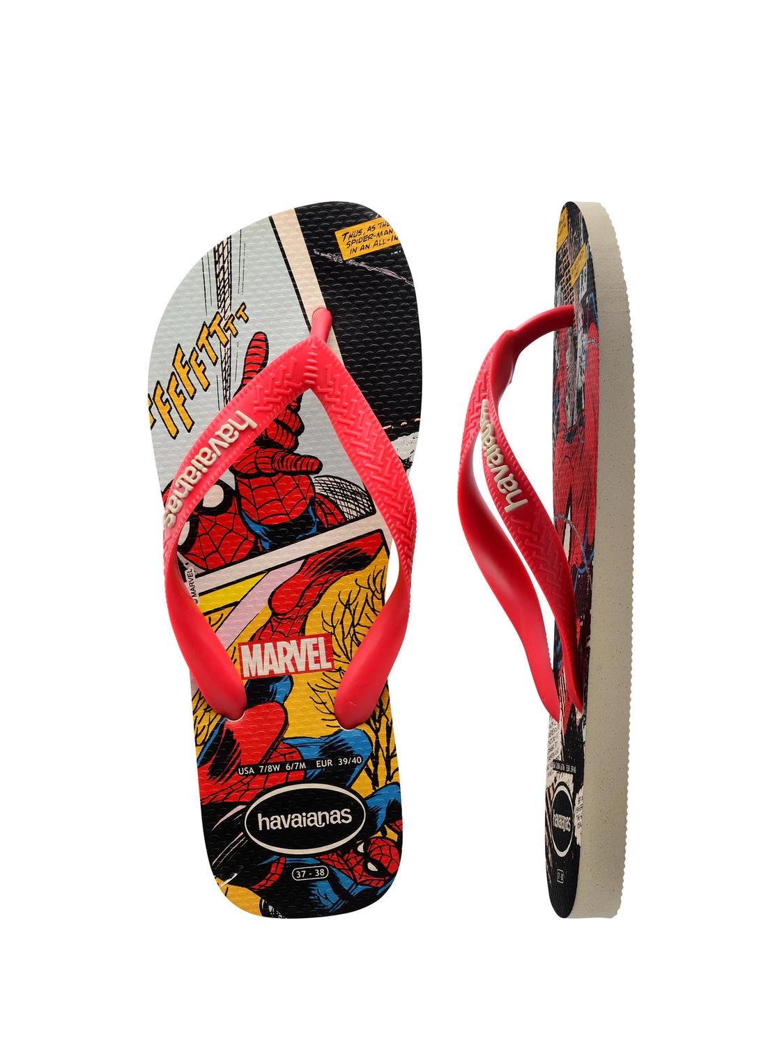 Havaianas Top Marvel Classics Gummi-Flip-Flops Beiges Stroh/Rotes Rubin ...